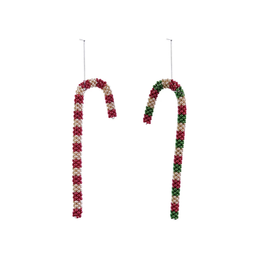 Beaded Candy Cane Ornament with Stripes – Loved Homestead